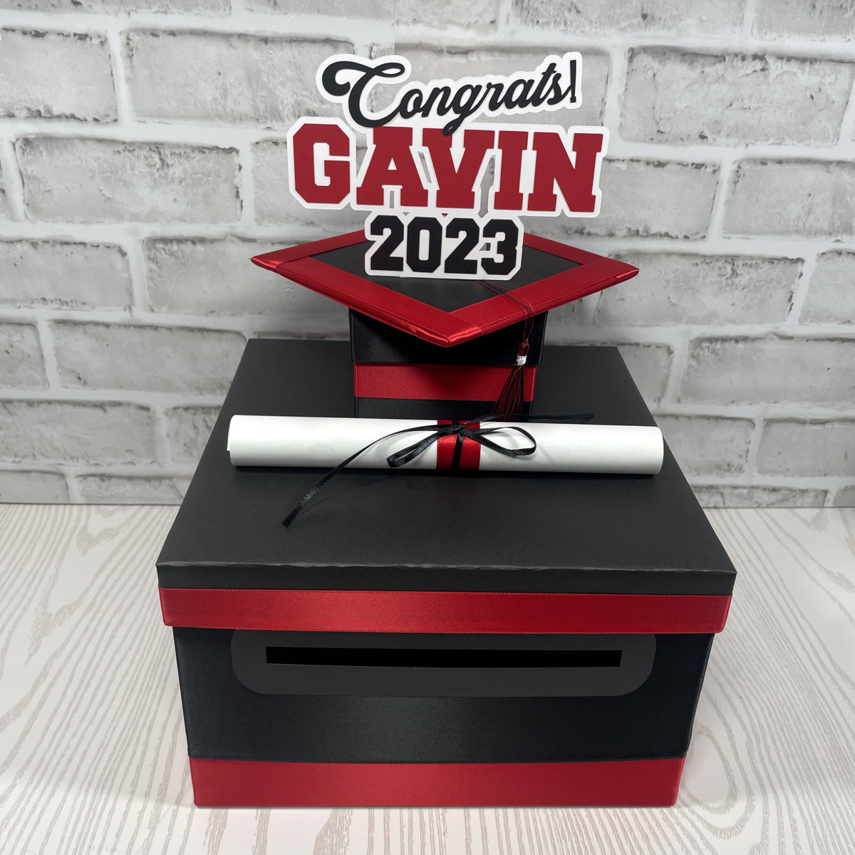 Graduation Card Box - Black, Red Pt.2 10x10 | Nepheryn Party