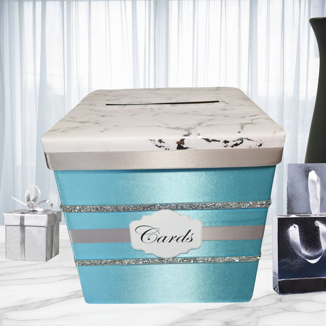 Turquoise & Silver Wedding Card Box| Nepheryn Party