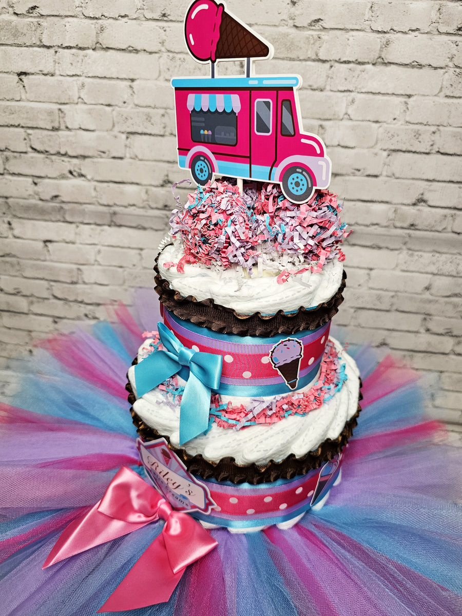 Ice Cream Parlor Tutu Diaper Cake Centerpiece | Nepheryn Party