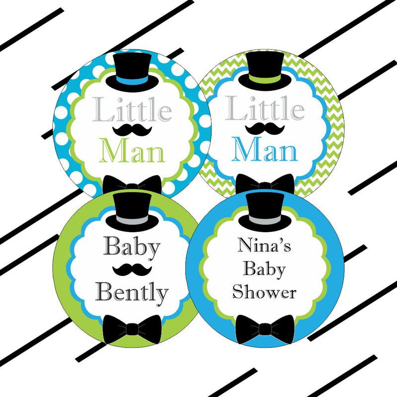 Printable Little Man Cupcake Toppers - Turquoise & Lime| Nepheryn Party