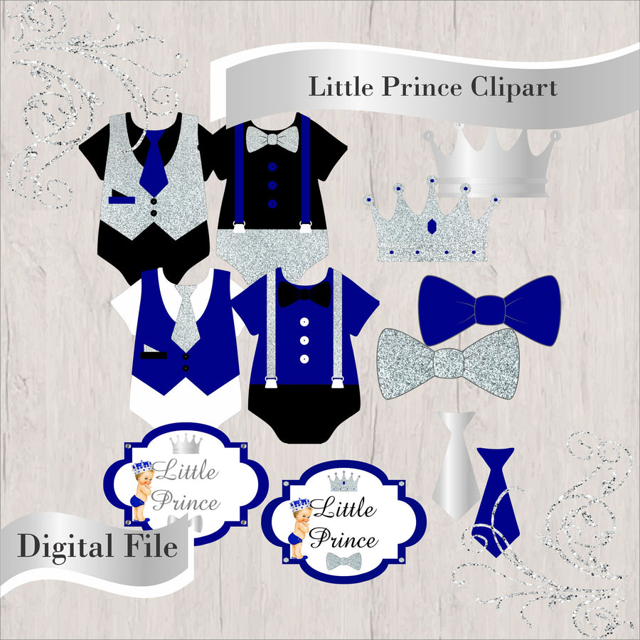 Little Prince Clipart - Royal Blue, Silver| Nepheryn Party