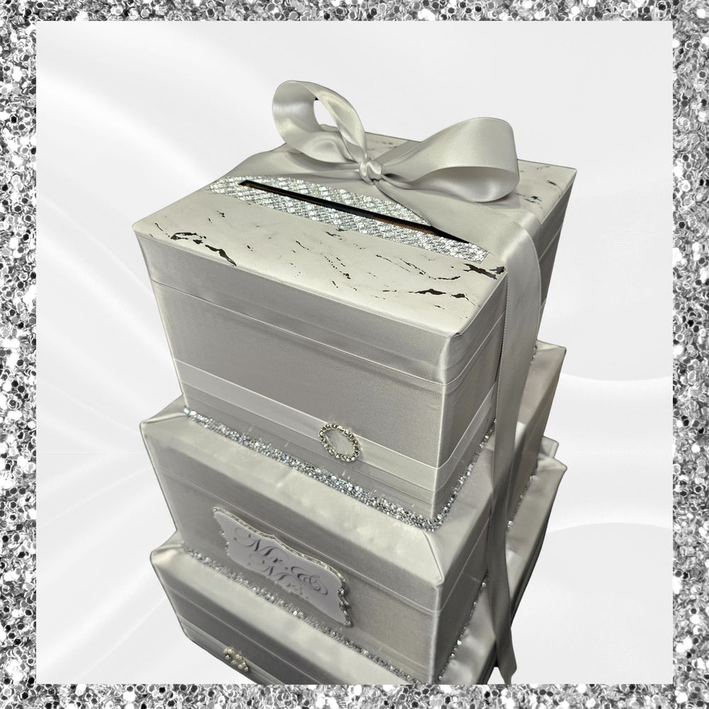 Silver and White Wedding Card Box| Nepheryn Party