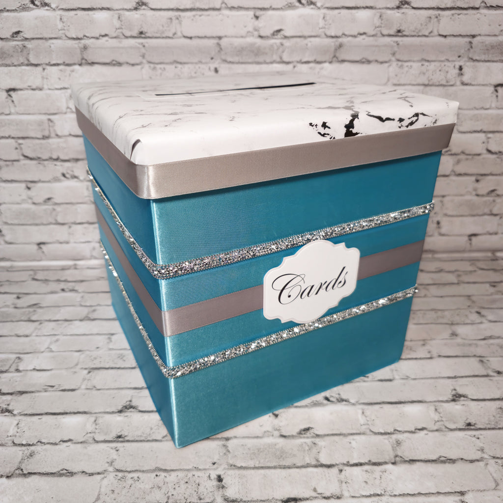 Turquoise & Silver Wedding Card Box | Nepheryn Party