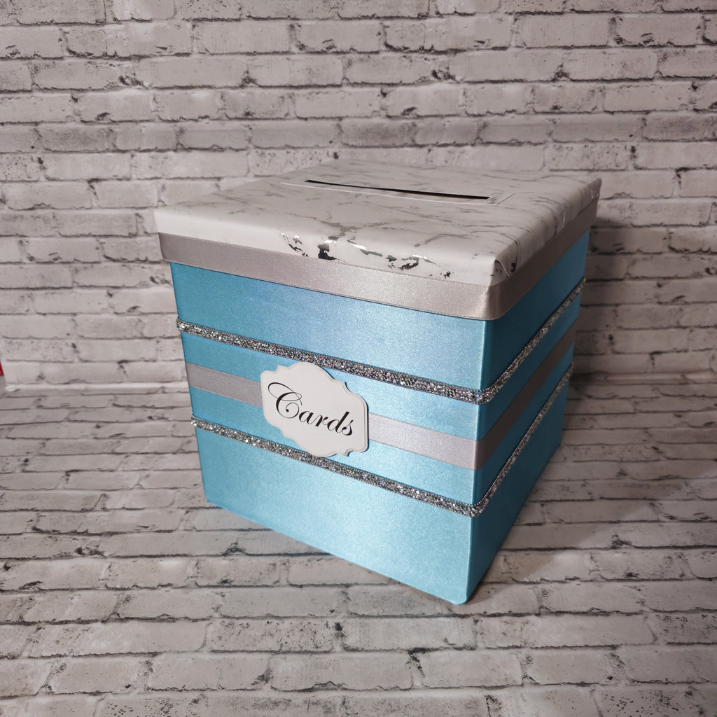 Turquoise & Silver Wedding Card Box | Nepheryn Party