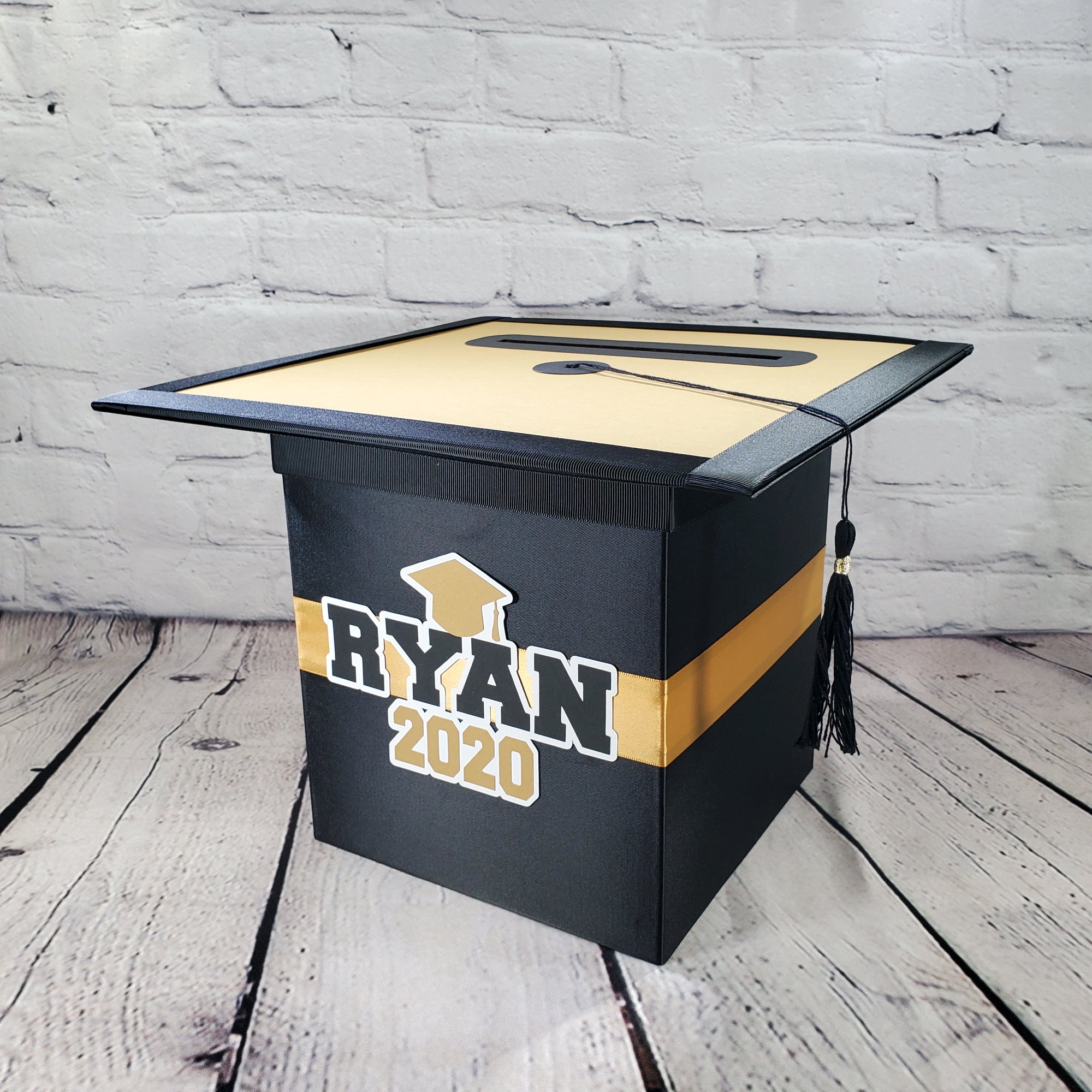 Graduation Party Card Box - Black, Gold 8x8 Style 4| Nepheryn Party
