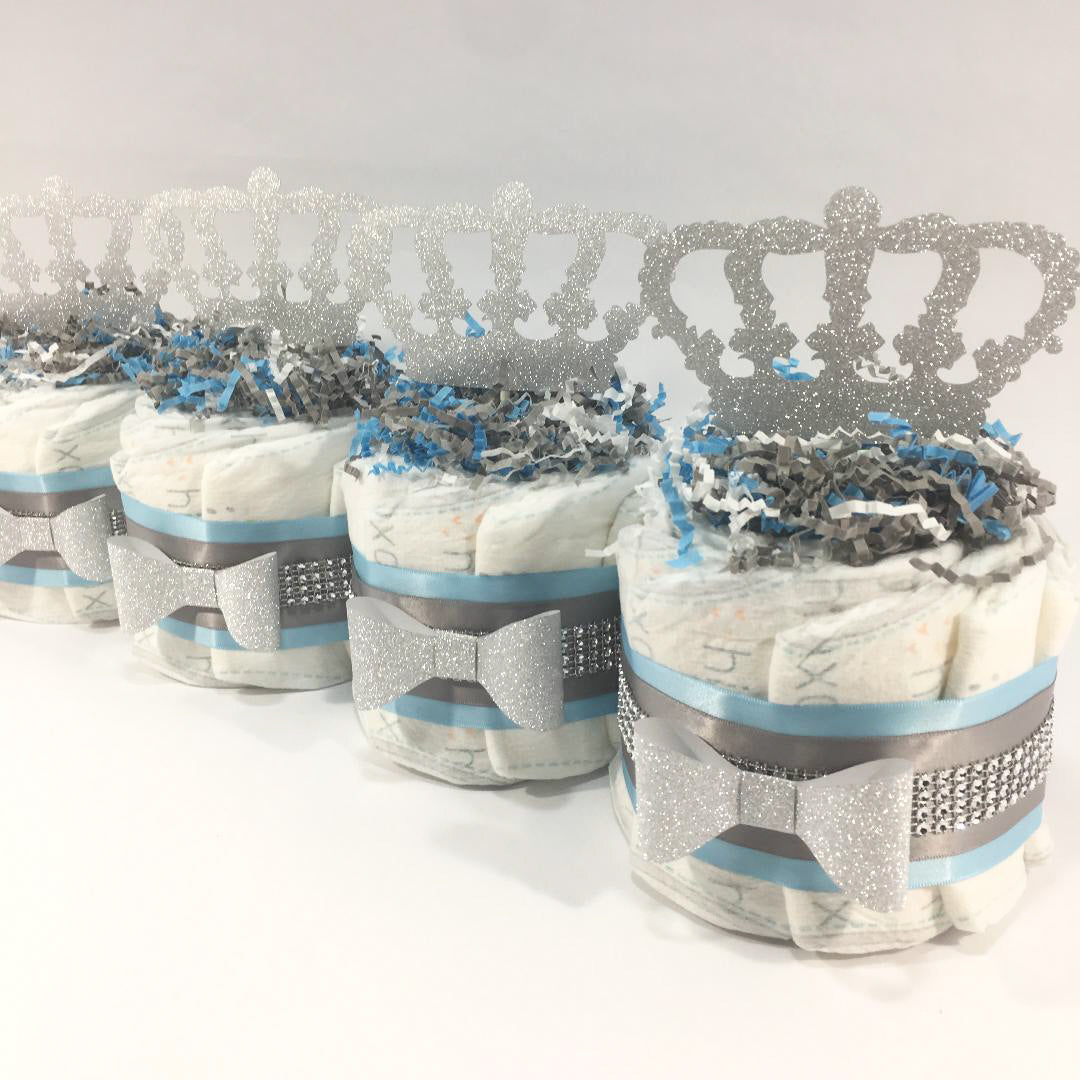 Blue, Silver Prince Mini Diaper Cake Set| Nepheryn Party