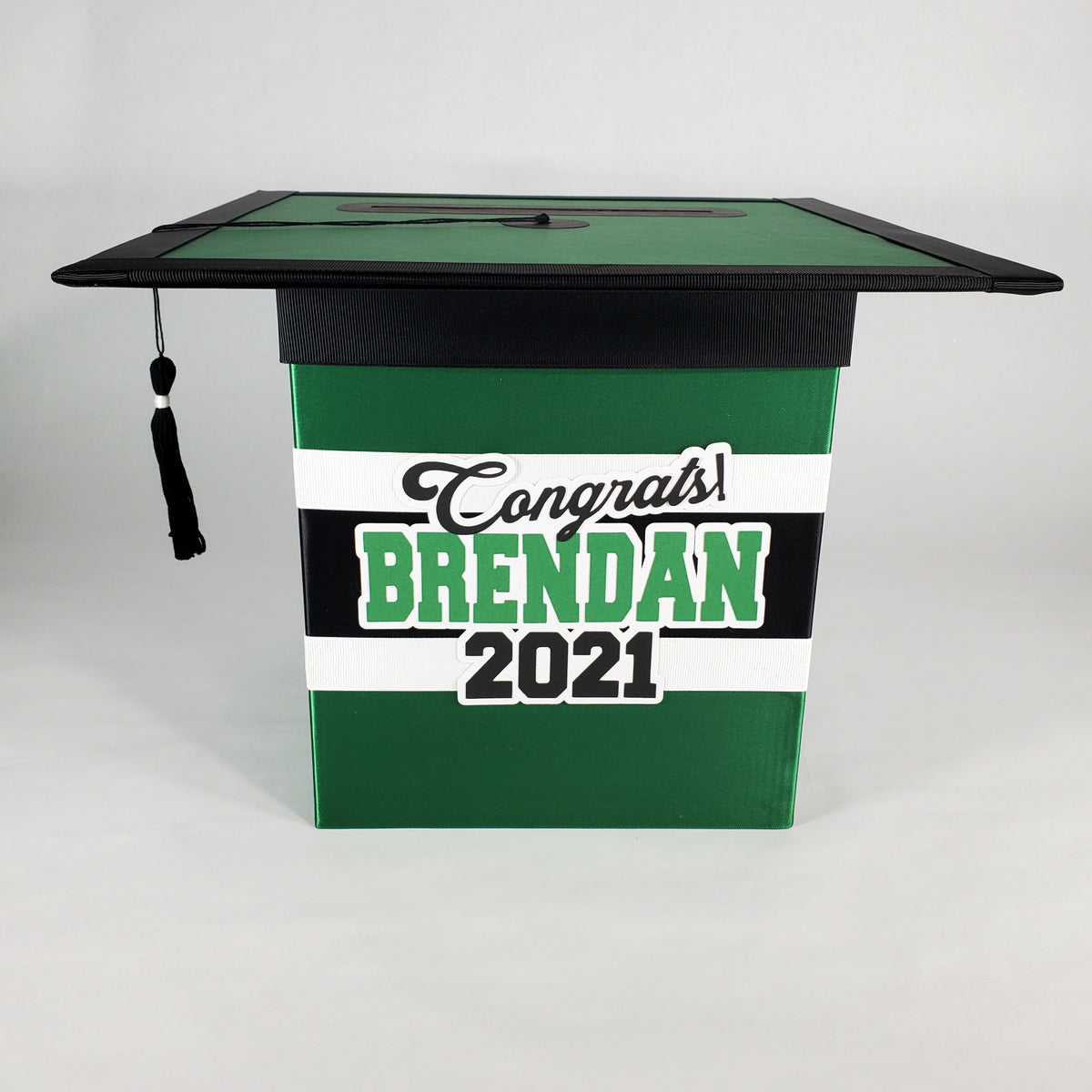 Graduation Cap Card Box - Kelly Green, Black | Nepheryn Party