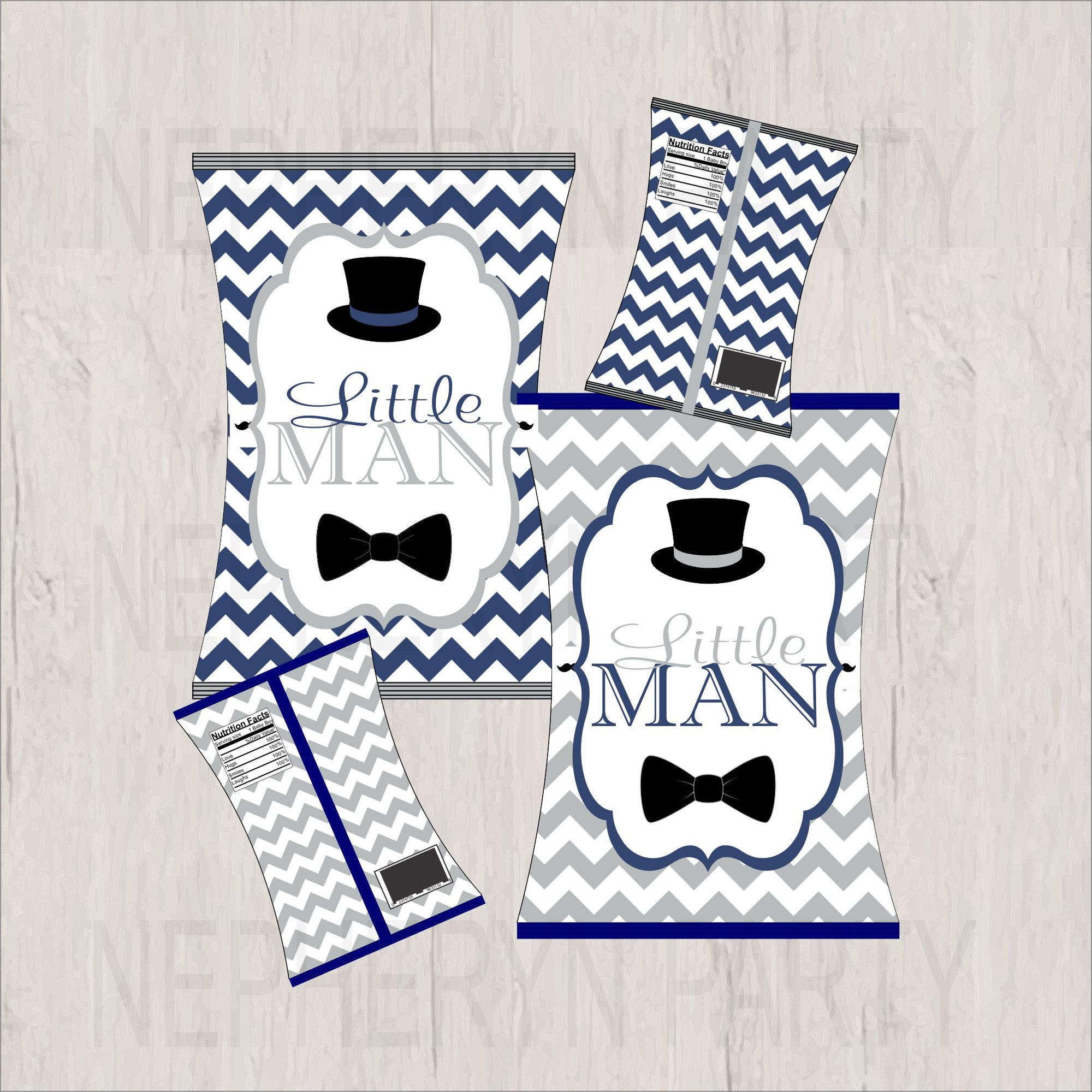 Little Man Printable Party Decorations - Navy, Gray, Black| Nepheryn Party