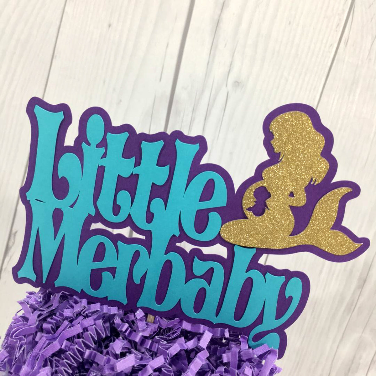 Little Merbaby Cake Topper - Purple, Teal | Nepheryn Party