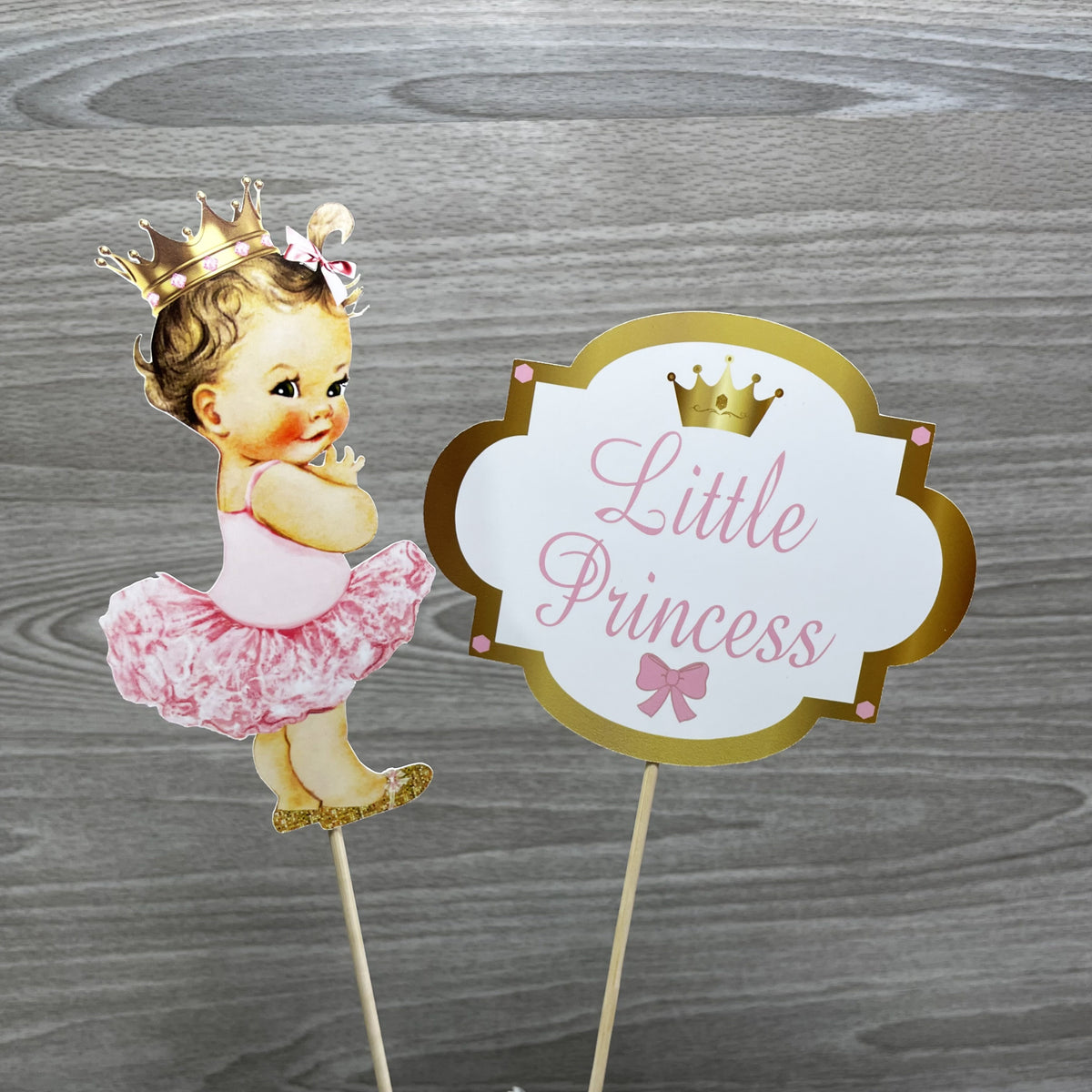 Little Princess Centerpiece Toppers - Pink, Gold| Nepheryn Party