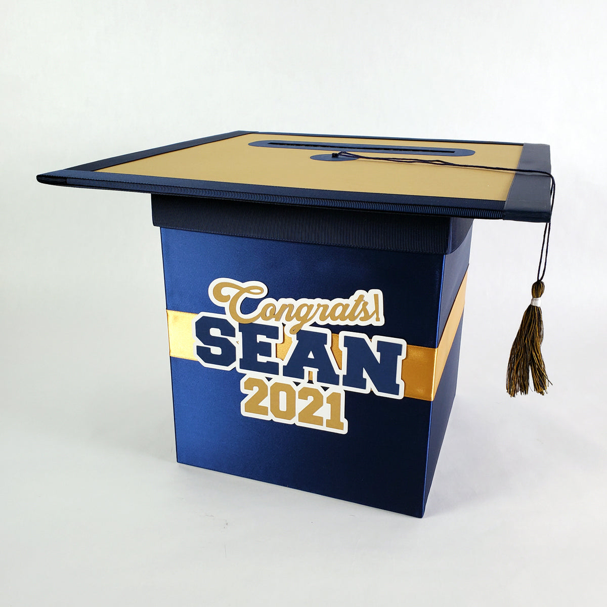 Grad Party Card Box - Navy, Old Gold, White | Nepheryn Party