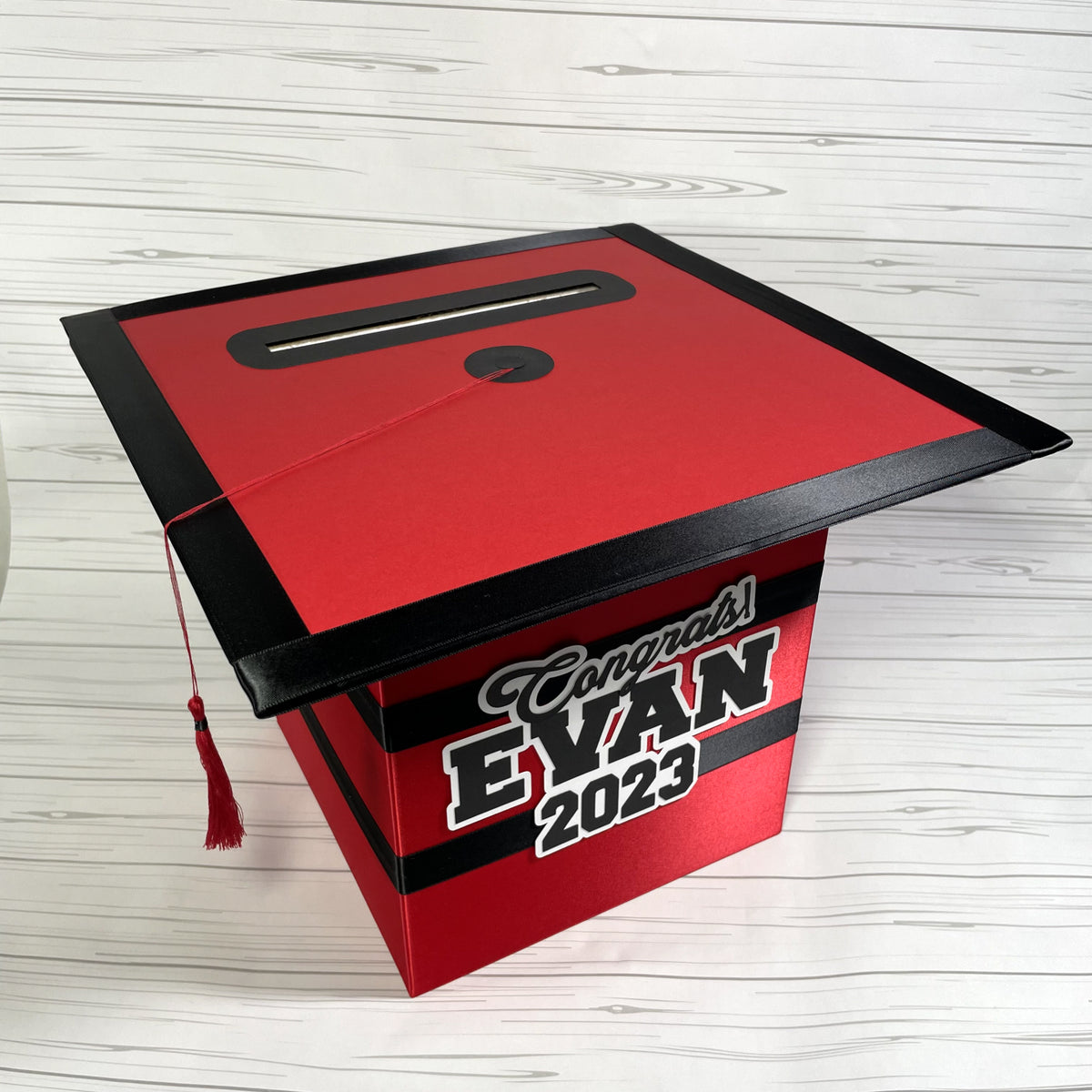 Graduation Cap Card Box - 8x8 Red, Black | Nepheryn Party