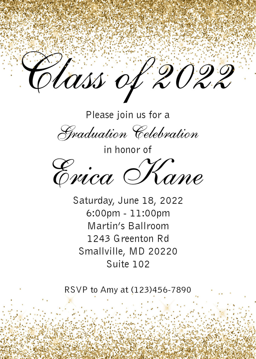 White & Gold Graduation Invitation| Nepheryn Party